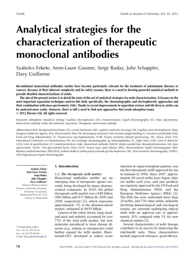 Analytical Strategies For The Characterization of Therapeutic ...