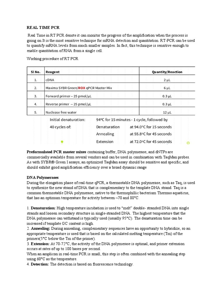 Real Time PCR | PDF | Reverse Transcription Polymerase Chain Reaction ...