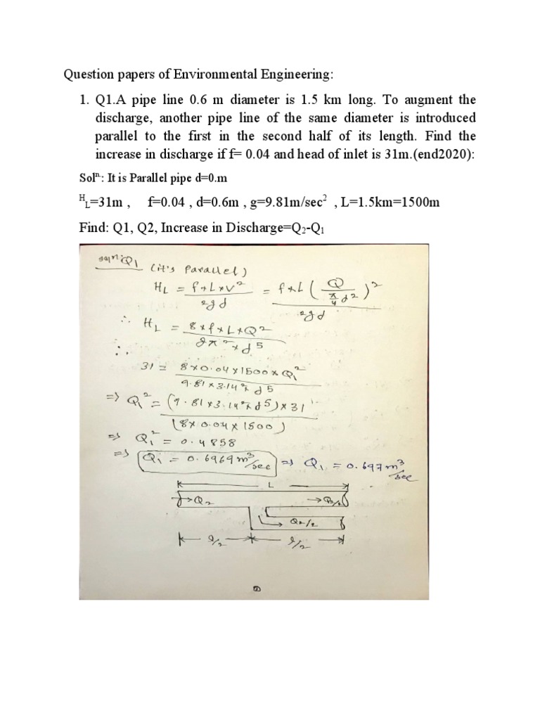 Question Papers of Environmental Engineering Solution | PDF | Sewage ...