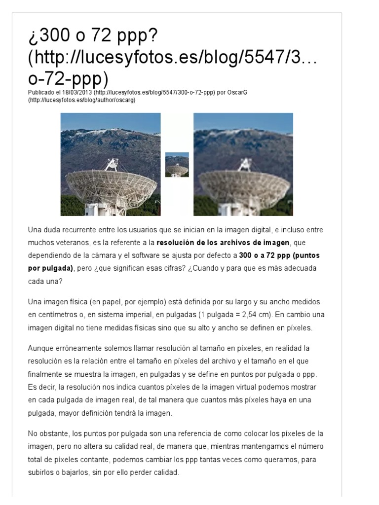 Resolución de Imágenes ¿300 o 72 PPP | PDF | Resolución de imagen | Píxel