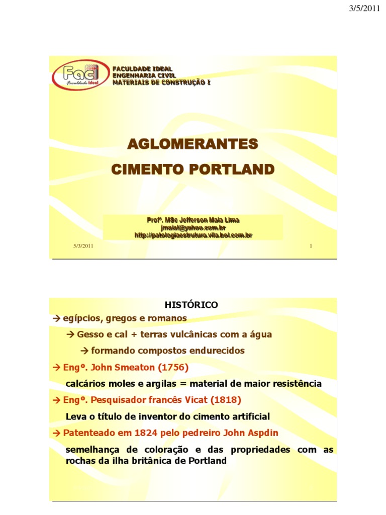 Slides Cimento Atual Pdf Cimento Materiais De Construção