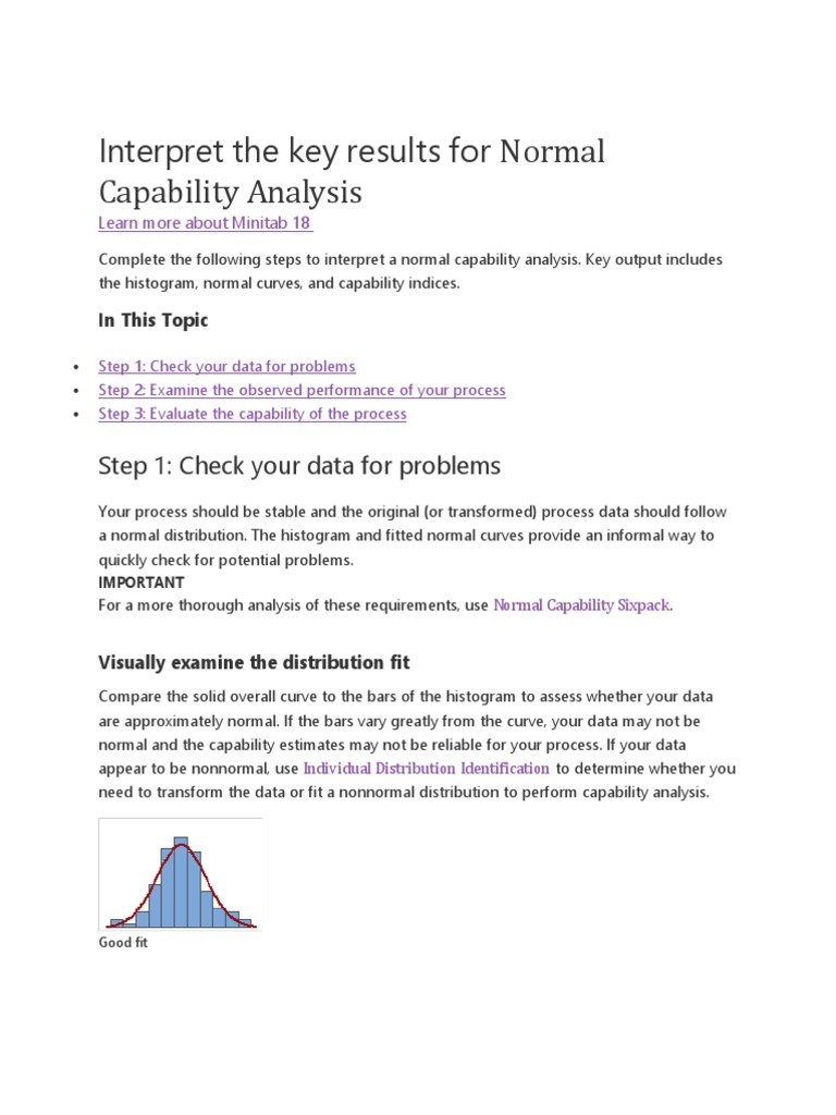 Interpret The Key Results For Normal Capability Analysis | PDF | Histogram | Data