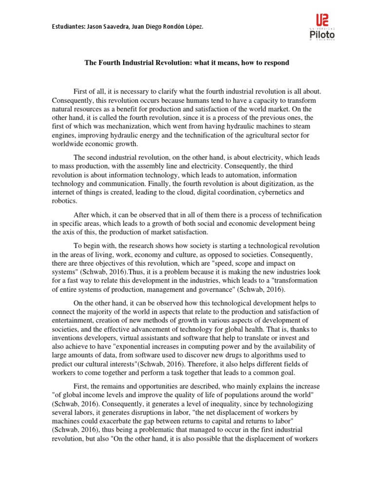 The Fourth Industrial Revolution - Jason Saavedra - Juan Diego Rondon ...