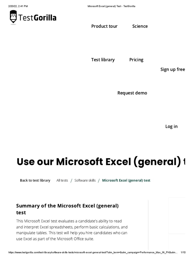 Microsoft Excel (General) Test - TestGorilla | PDF | Microsoft Excel ...