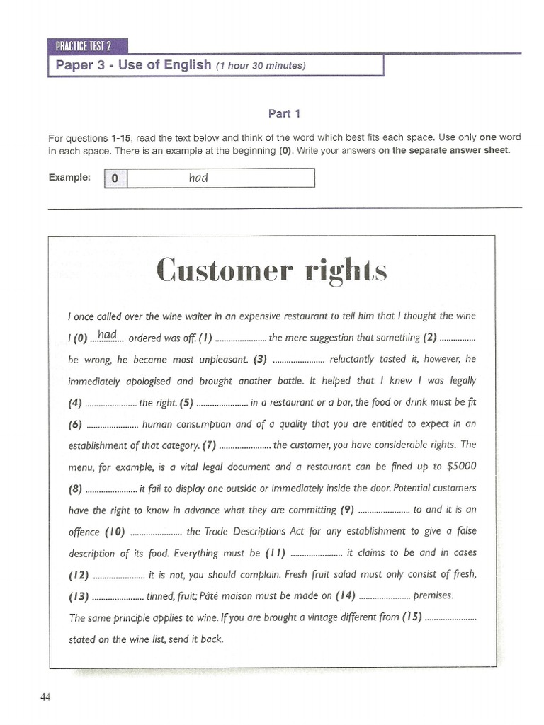 English Language IV - TP 1 Use of English (Practice Tests For The ...