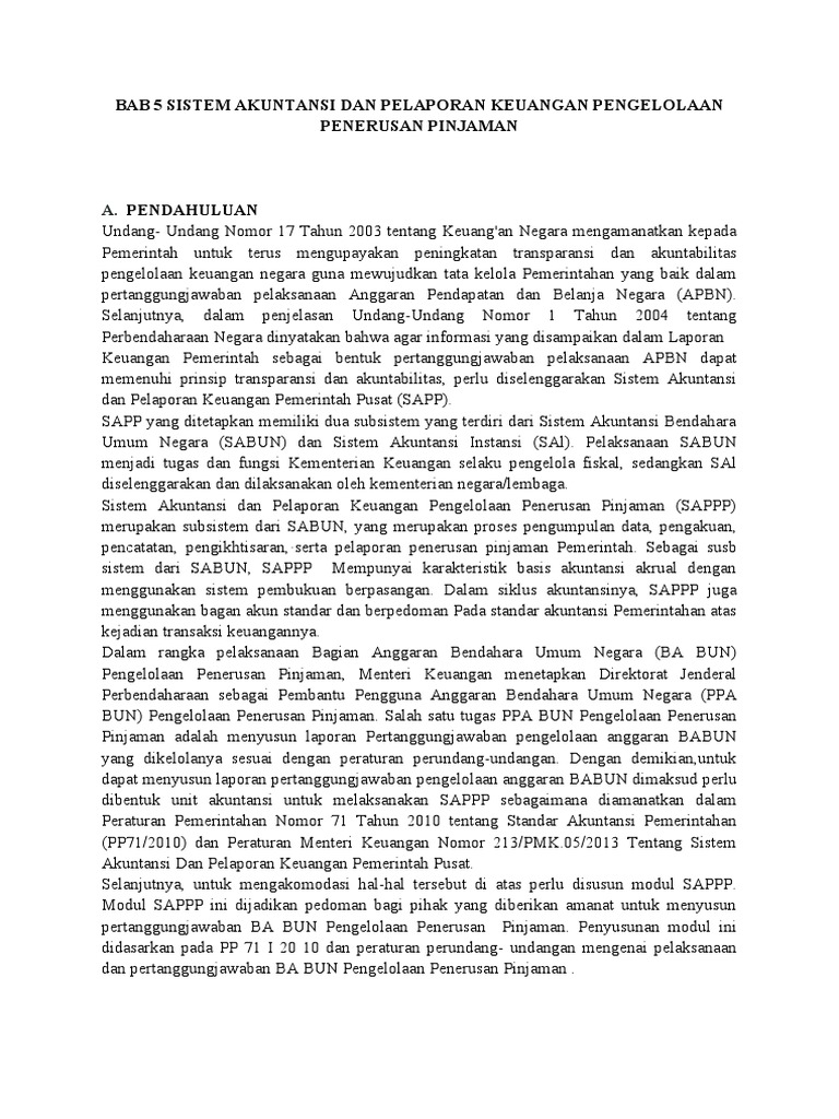 E. Sistem Akuntansi Penerusan Pinjaman (SAPP) | PDF | Pengelolaan Keuangan & Uang