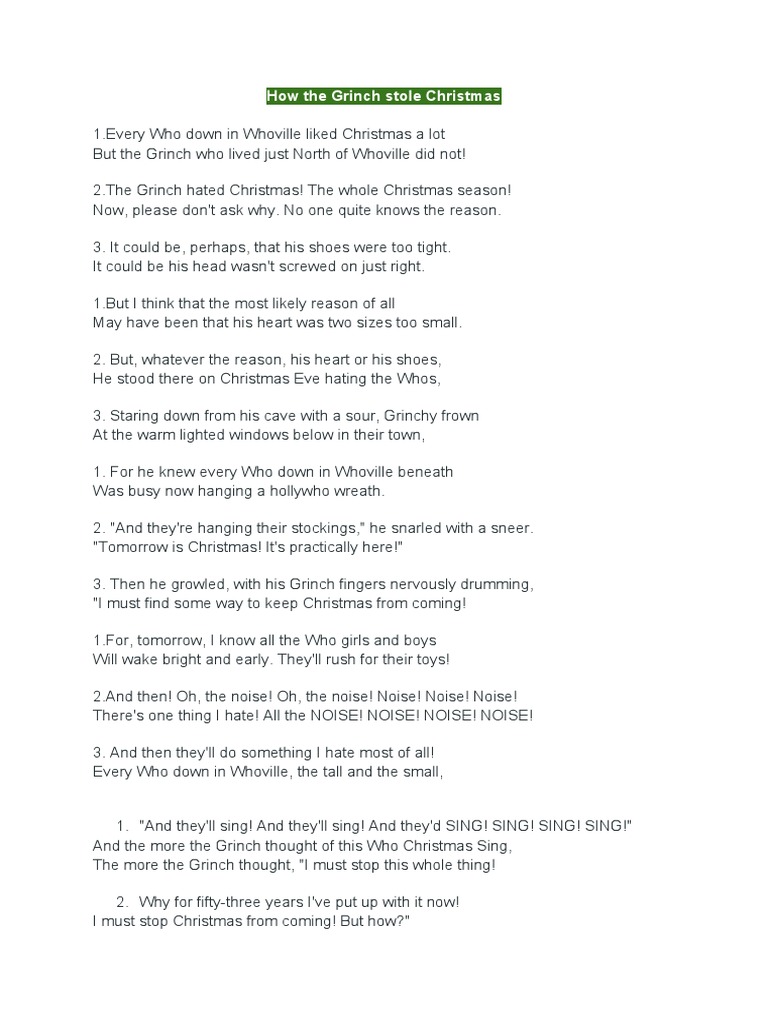 How The Grinch Stole Christmas | PDF | Dr. Seuss