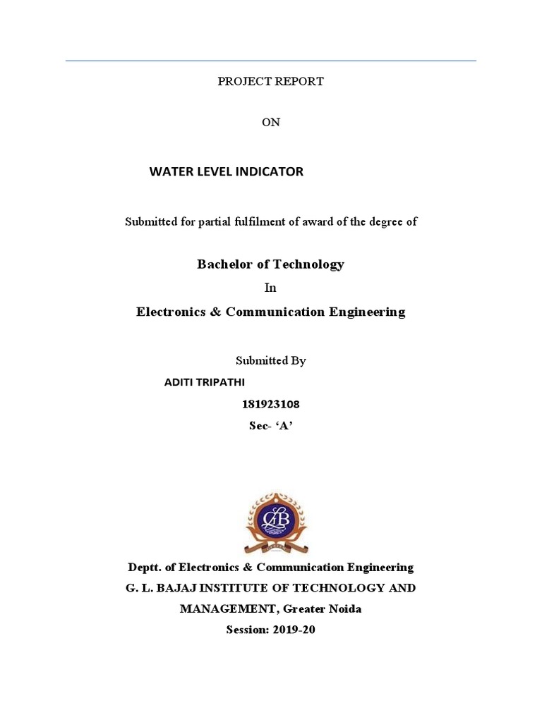 Water Level Indicator: Project Report ON | PDF | Capacitor | Printed ...