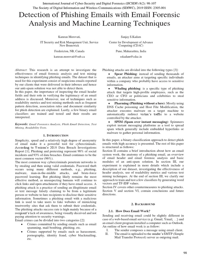 Detection of Phishing Emails W | PDF | Email Spam | Phishing