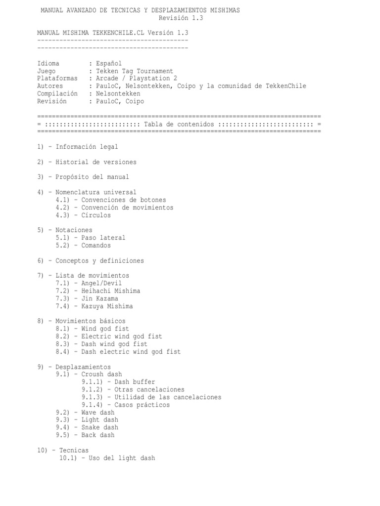 Manual Avanzado de Tecnicas y Desplazamientos Mishimas | PDF