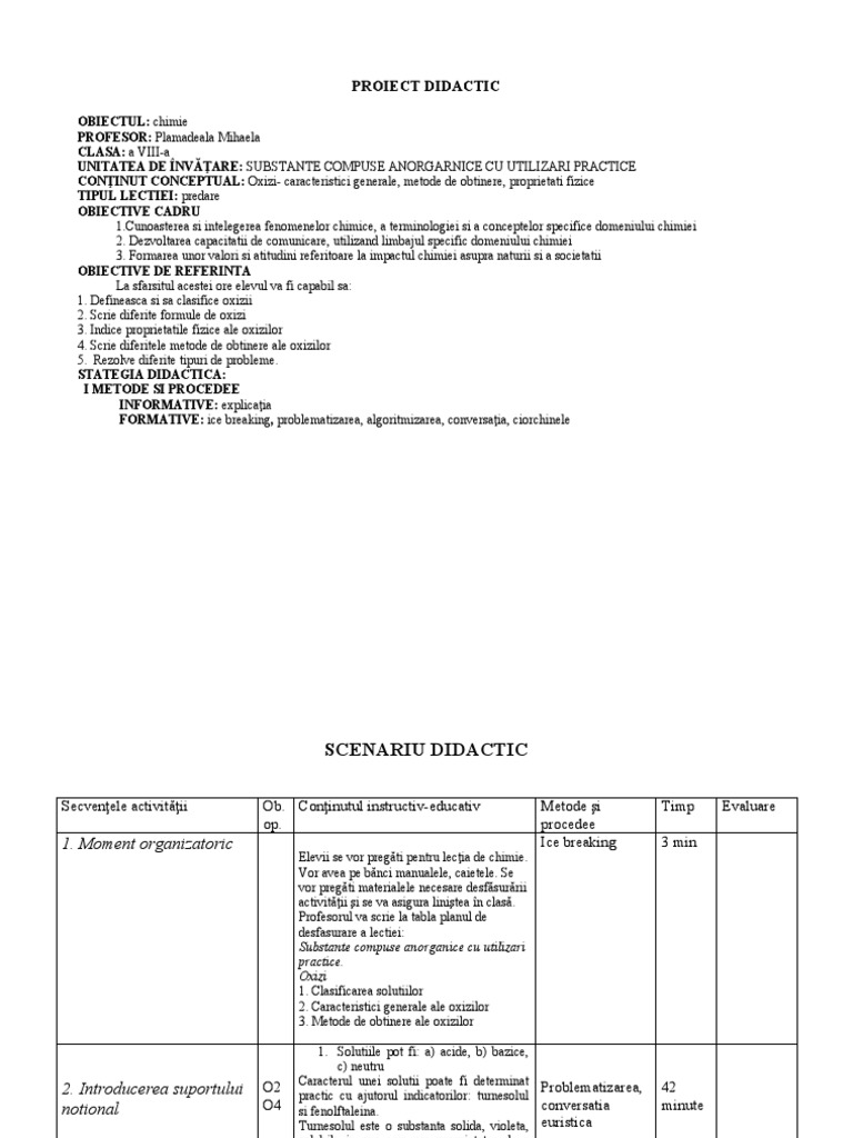 Oxizii Proiect | PDF