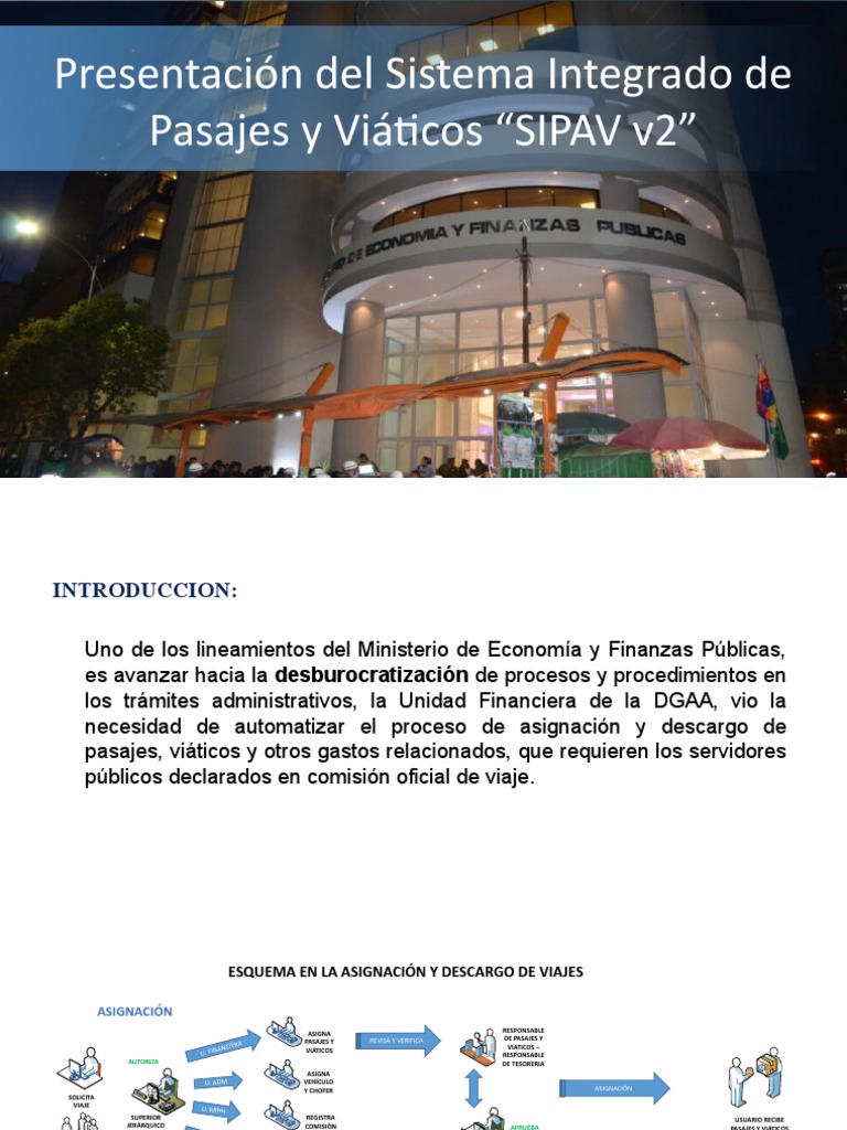 Sistema SIPAV v2: Pasajes y Viáticos | PDF | Usuario (informática ...