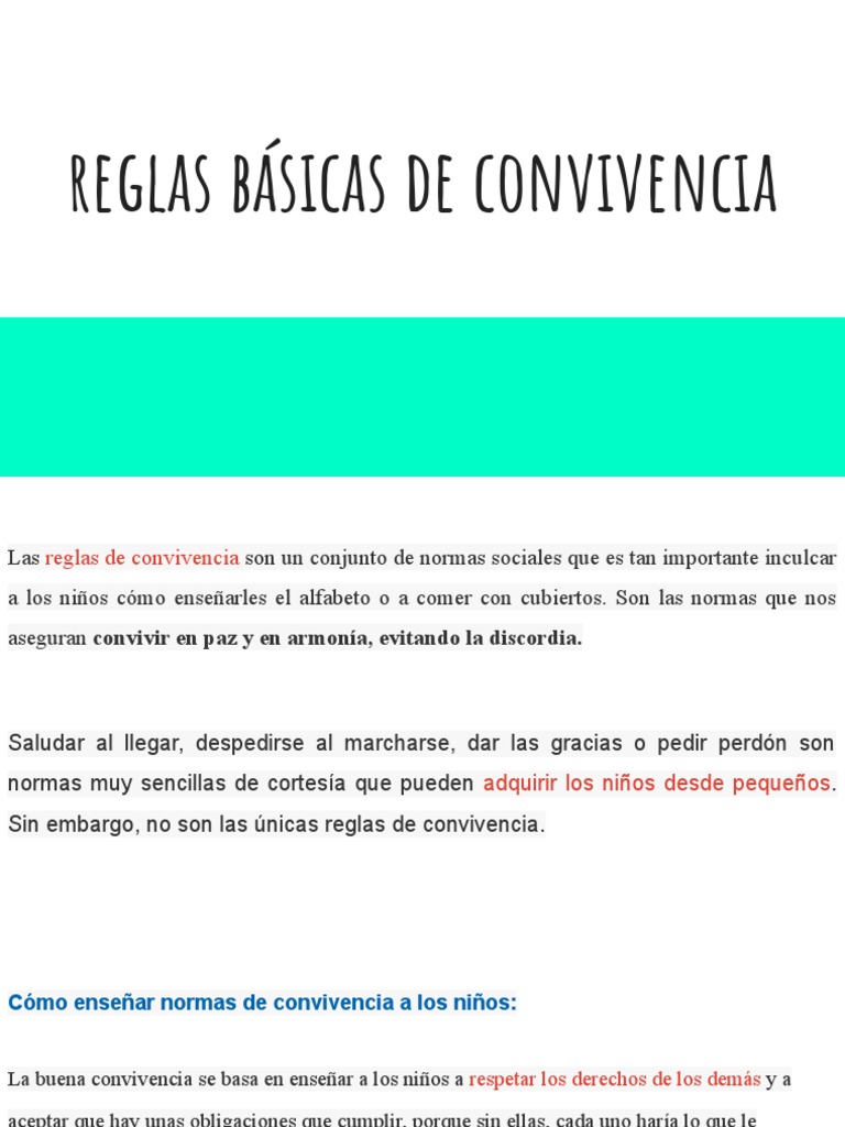 Reglas Básicas de convivencia | PDF