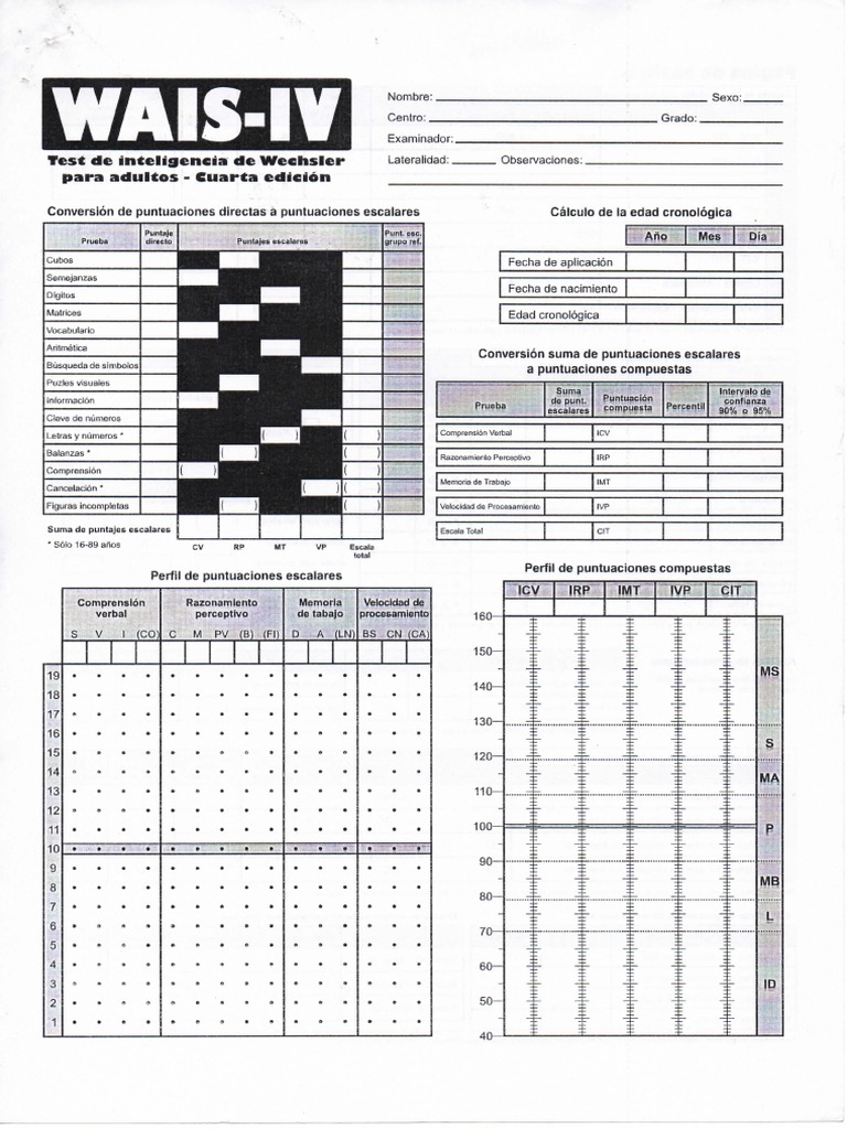 Protocolo Wais IV | PDF