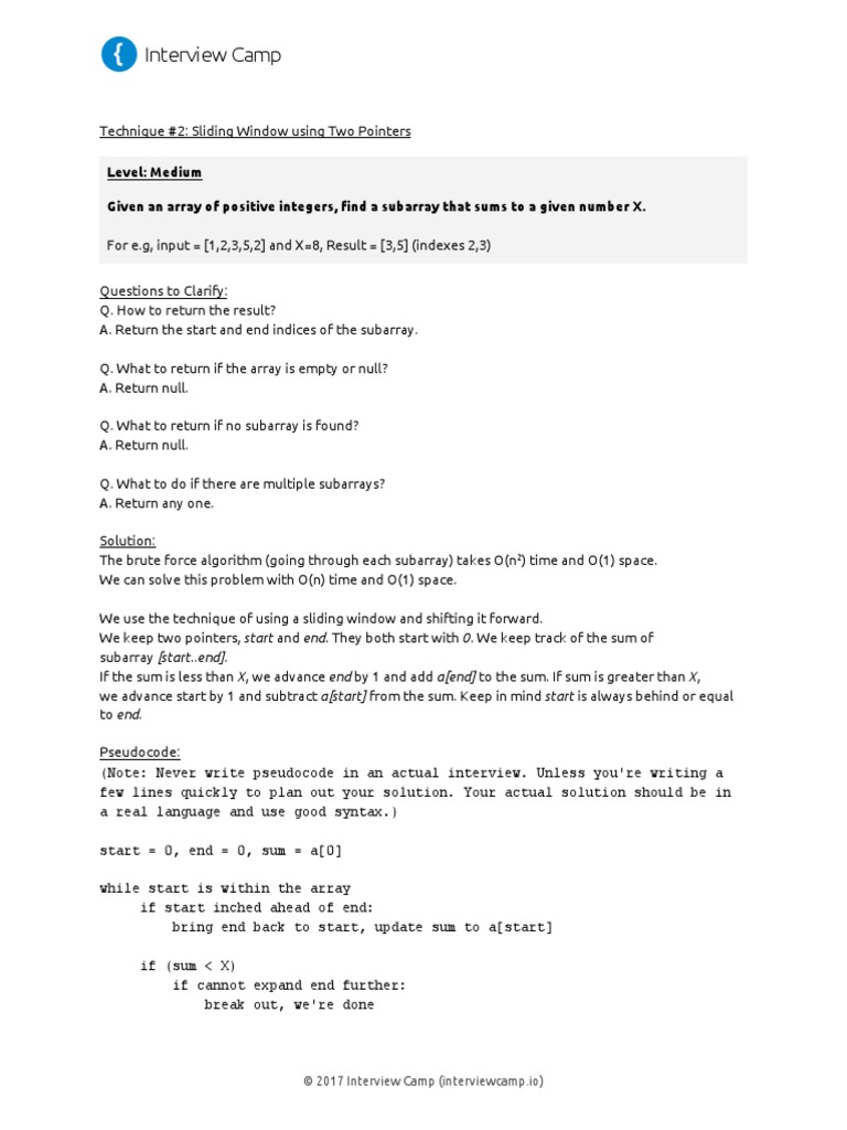 Interview Camp: Level: Medium Given An Array of Positive Integers, Find ...