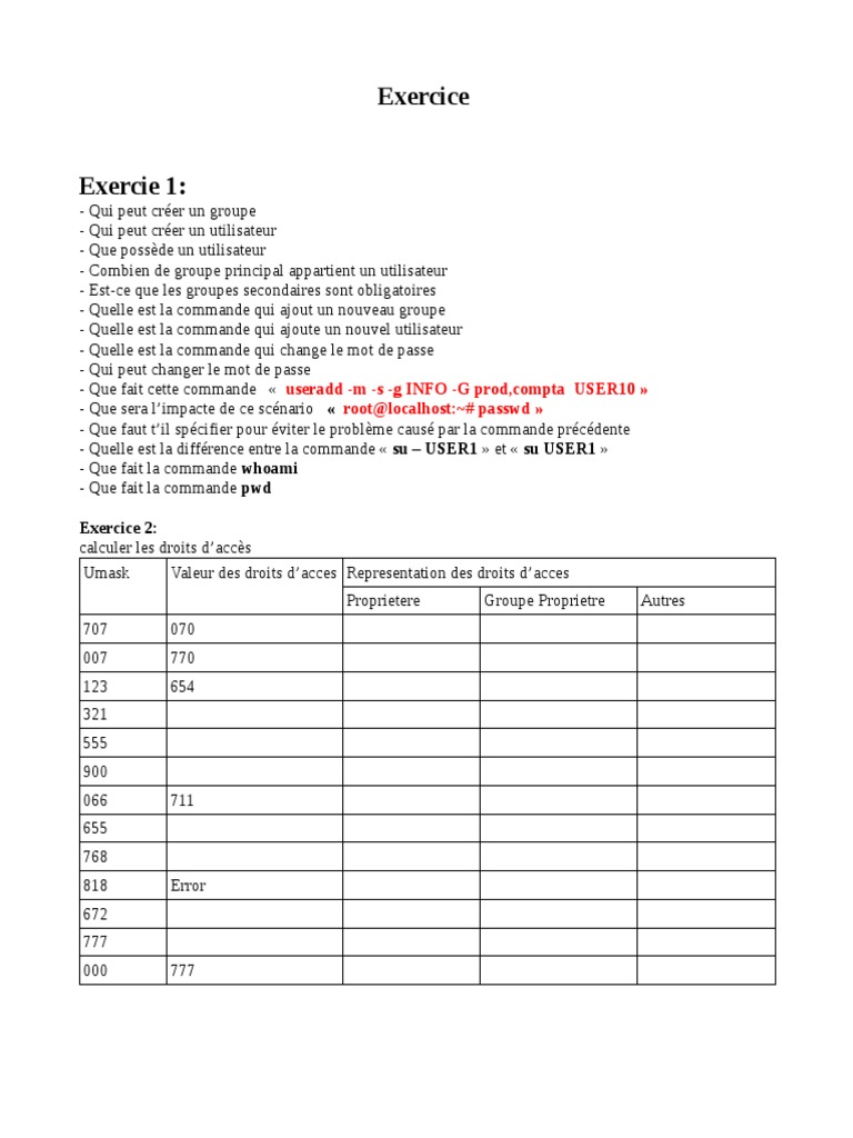 Exercice Serie Linux | PDF | Fichier informatique | Fichier texte