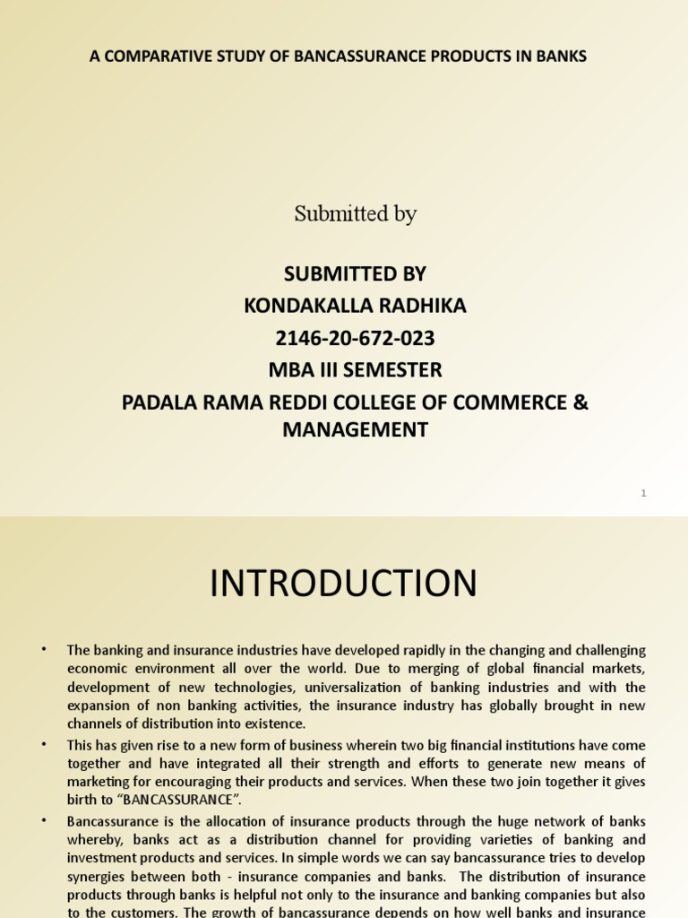 A Comparative Study of Bancassurance Products in Banks | PDF | Banks ...