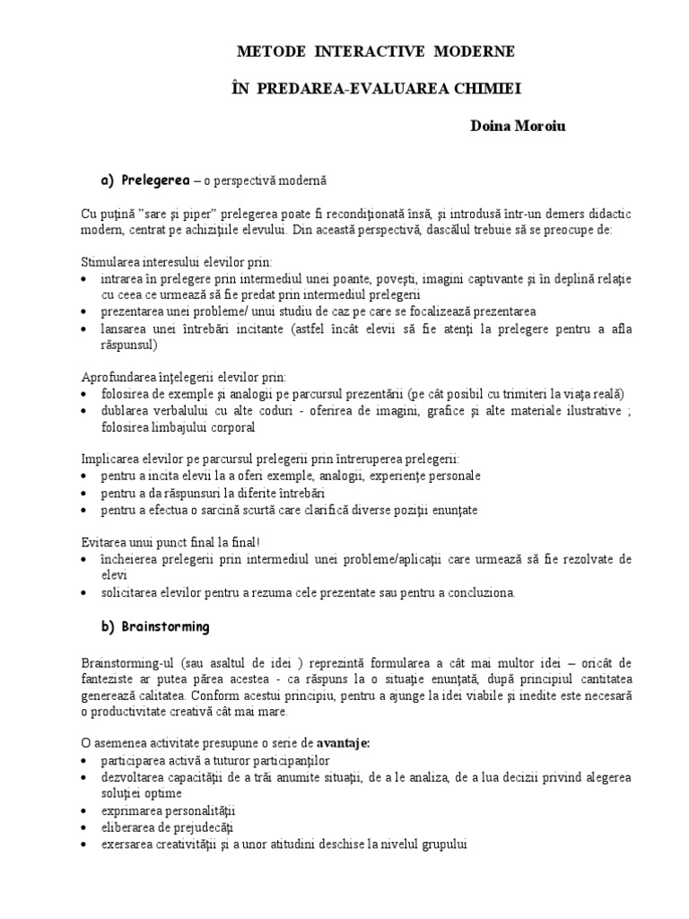 Metode Interactive de Invatare A Chimiei Doina | PDF