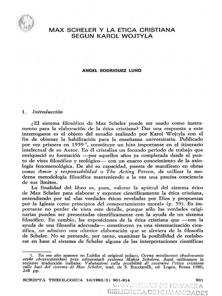 Ética cristiana y Max Scheler según Wojtyla | PDF | Moralidad ...
