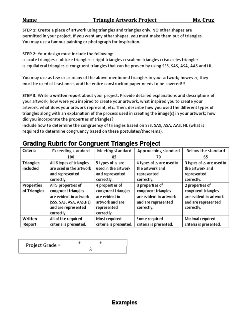 Congruent Triangles Artwork Project | PDF | Triangle | Classical Geometry