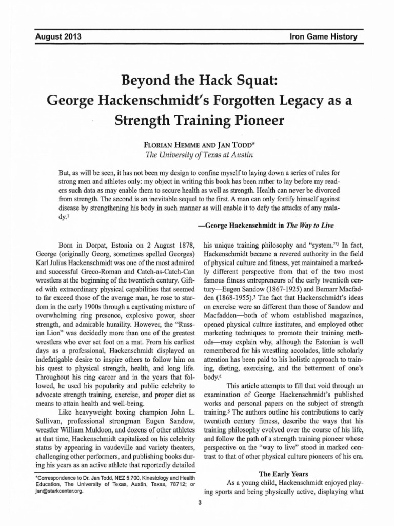 Beyond The Hack Squat: George Hackenschmidt' S Forgotten Legacy As A ...