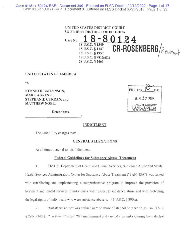 Redacted Indictment of Dr. Mark Agresti at The U.S. District Court of ...