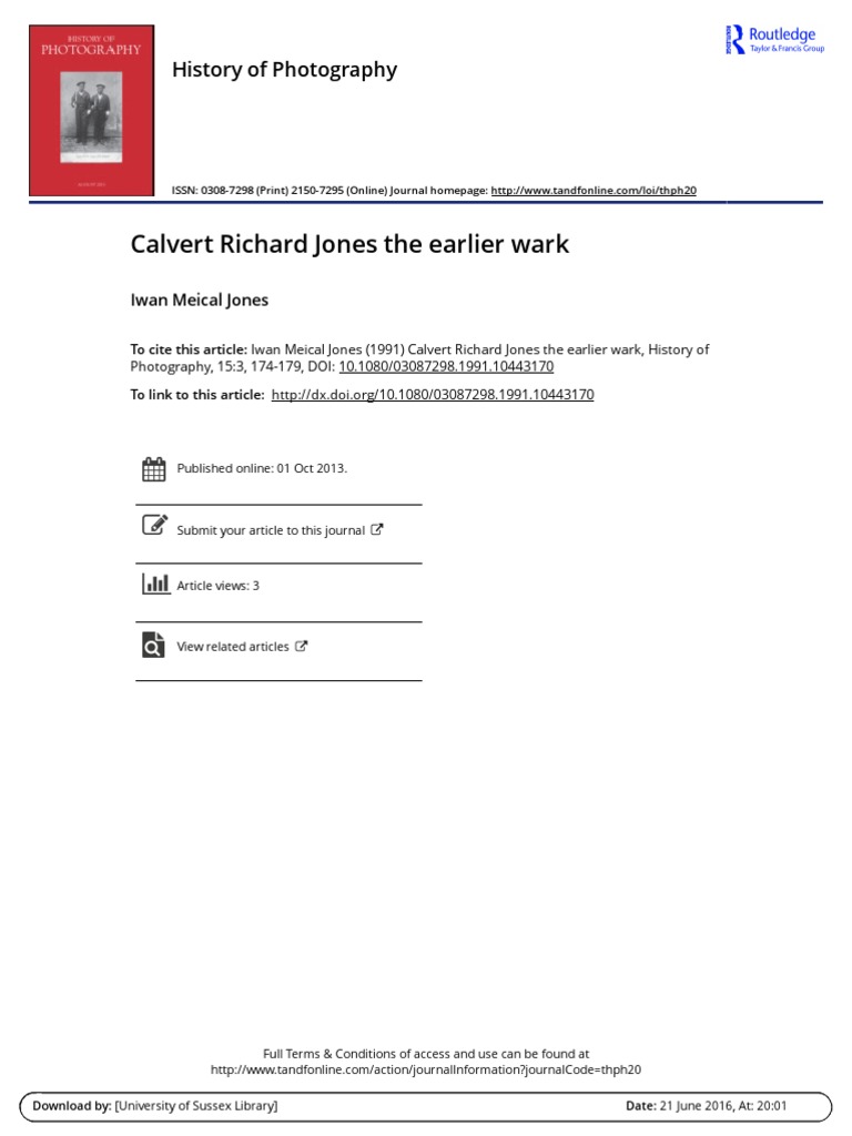 Calvert Richard Jones The Earlier Wark: History of Photography | PDF ...