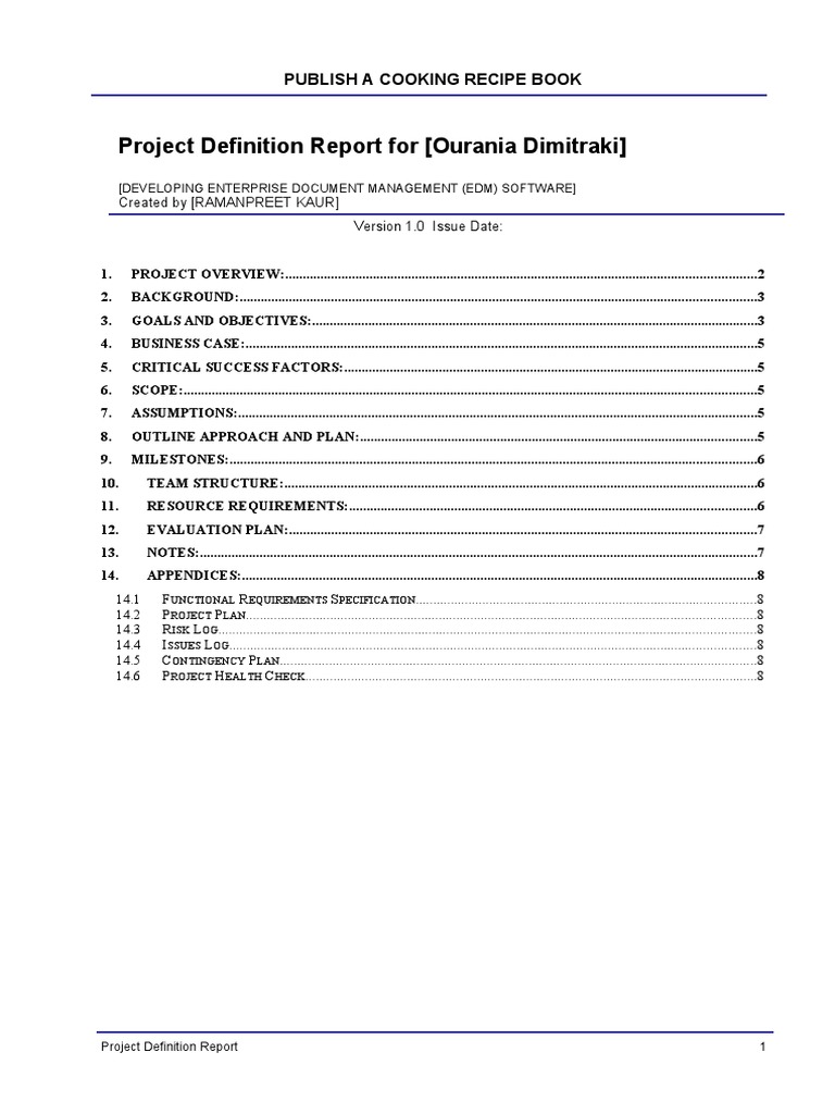 Project Definition Report For (Ourania Dimitraki) : Publish A Cooking ...