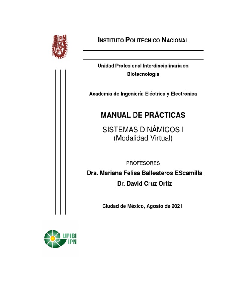 Manual Sistema Din Micos I | PDF | Matriz (Matemáticas) | Matlab
