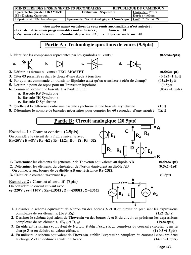 Circuit Analogique Et Numerique Sequence 4 Ok | PDF | Fonction logique ...