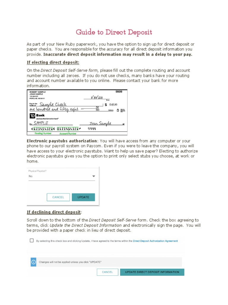 Guide To Direct Deposit | PDF