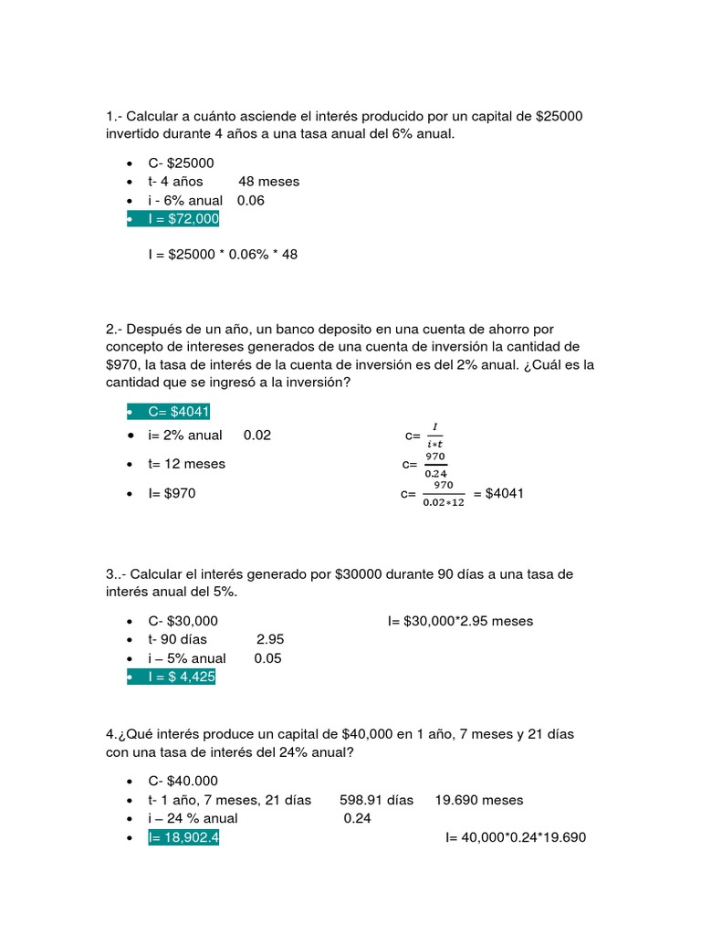 Practica - Interes - Simple 1 | PDF | Economias | Dinero