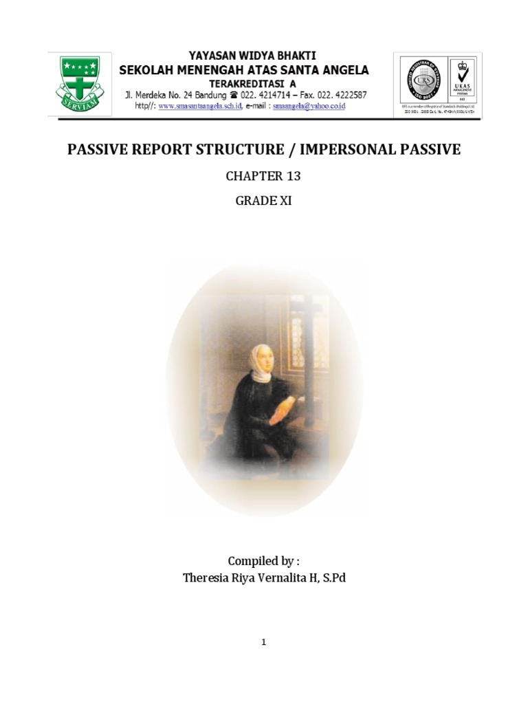 Passive Report Structure / Impersonal Passive: Grade Xi | PDF | Verb ...