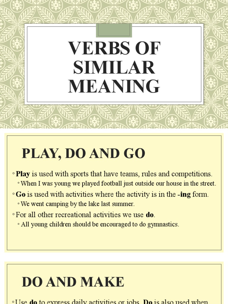 Verbs of Similar Meaning | PDF