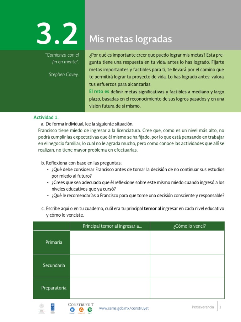 Template - 3.2 E Mis Metas Logradas PARA SEXTO SEMESTRE | PDF | Ciencia ...