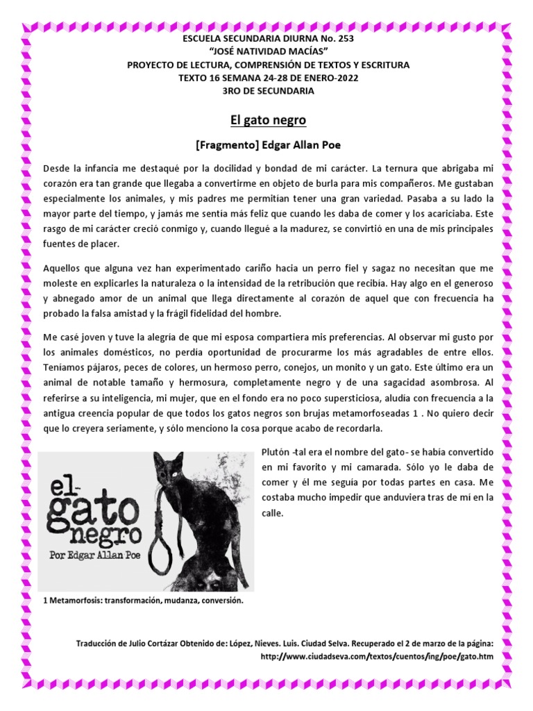 Actividades sobre "El gato negro" | PDF | Gatos