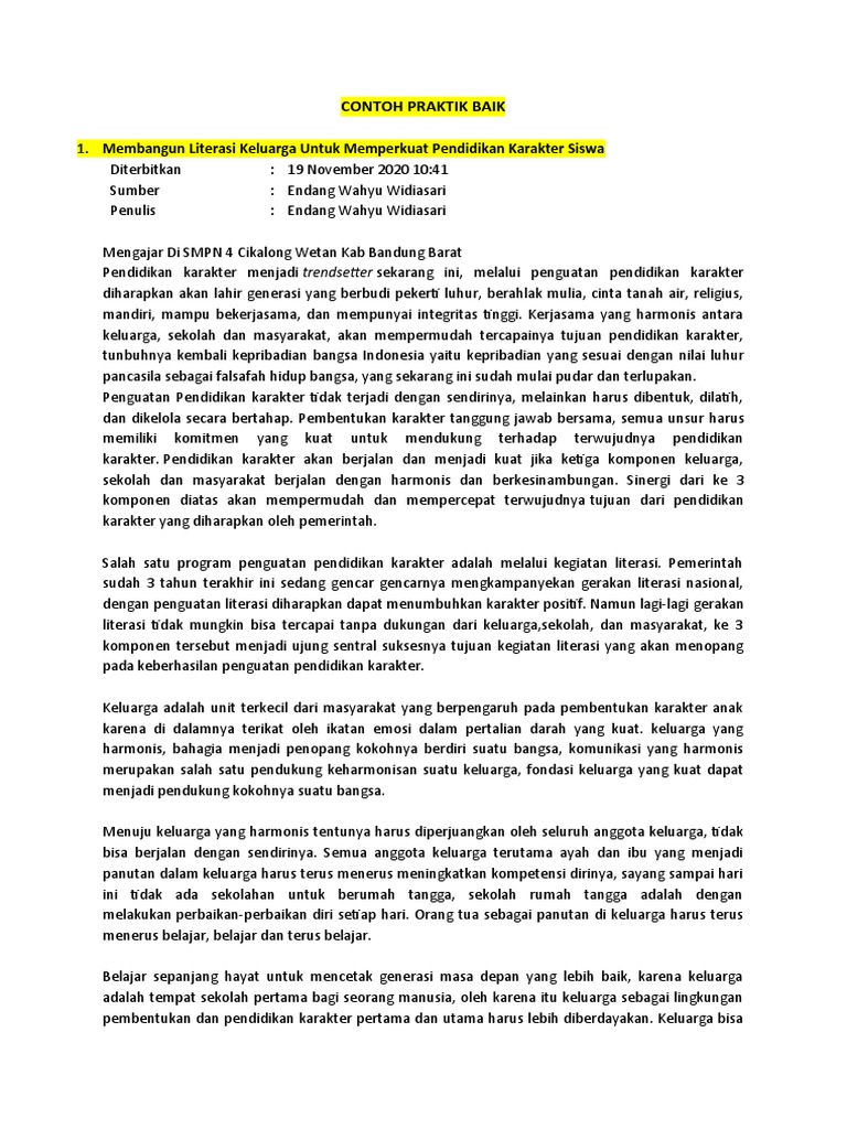 Contoh Praktik Baik 010921 | PDF
