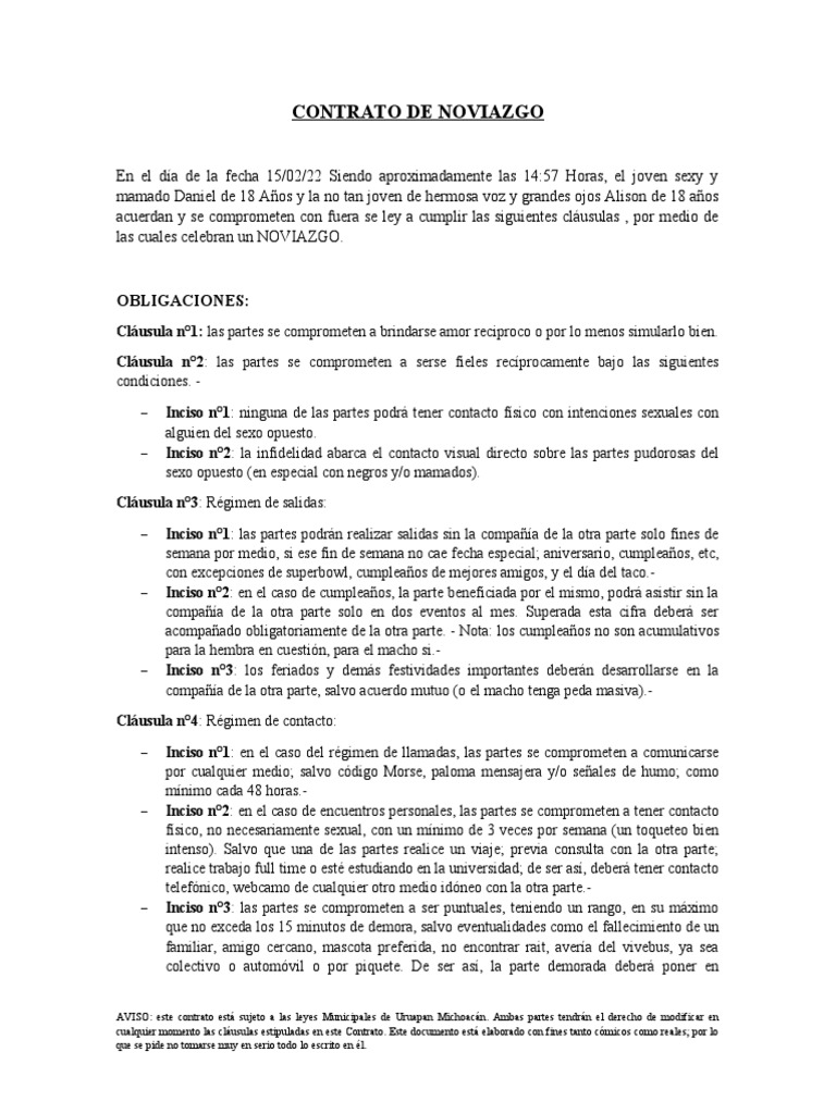 Contrato de Noviazgo y Fidelidad | PDF | Infidelidad