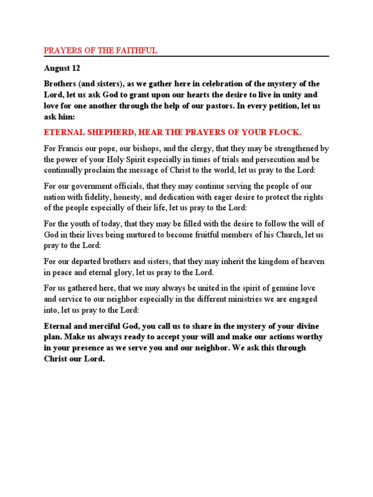 Prayers of The Faithful | PDF | Prayer | Jesus