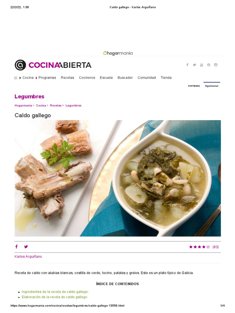 Caldo Gallego - Karlos Arguiñano 5 | PDF | Comida regional y étnica ...