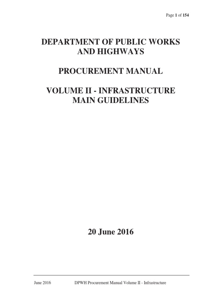 DPWH Volume II - Intrastructure Main Guidelines | PDF | Procurement ...