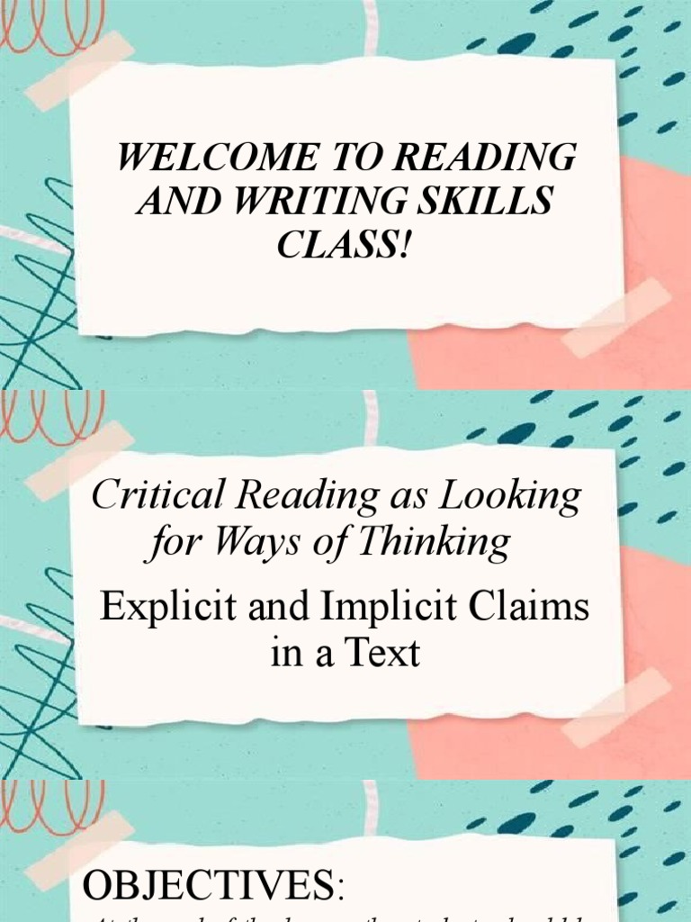 Lesson 5 Explicit and Implicit Claim in A Text | PDF | Cognition