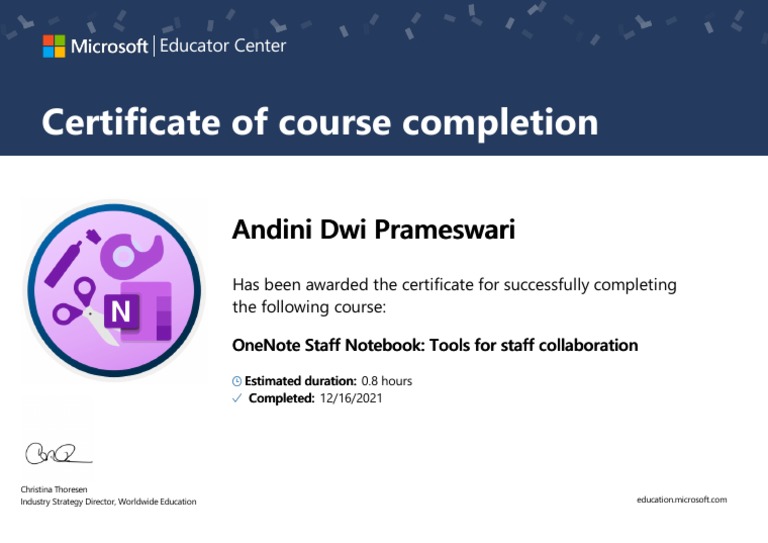 Certificate of Course Completion: Andini Dwi Prameswari Andini Dwi ...
