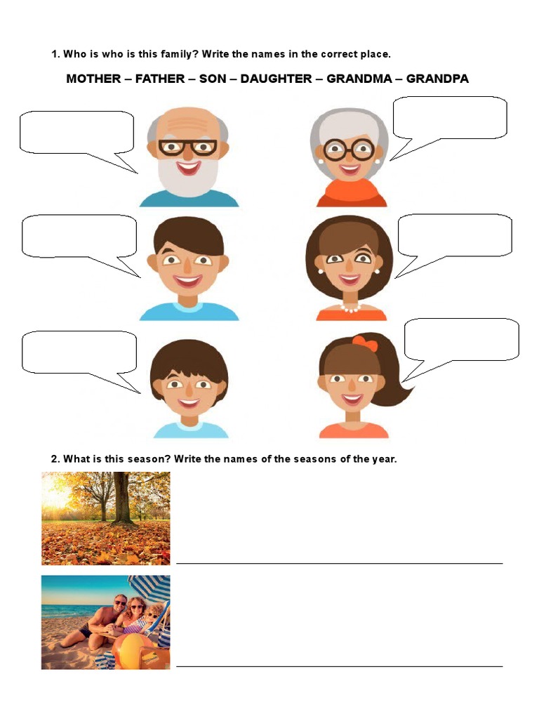 Family Roles & Seasonal Foods Worksheet | PDF