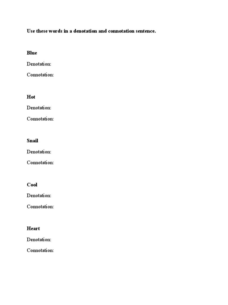 Denotation and Connotation Quiz | PDF