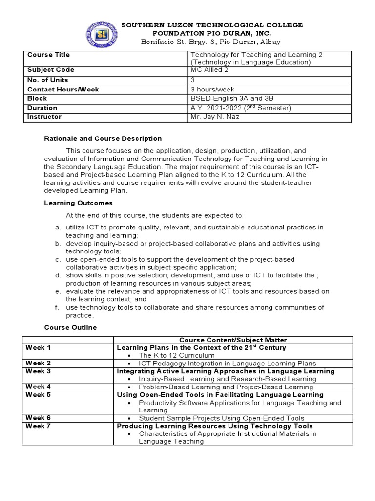 Technology For Teaching and Learning 2 | PDF | Educational Technology ...