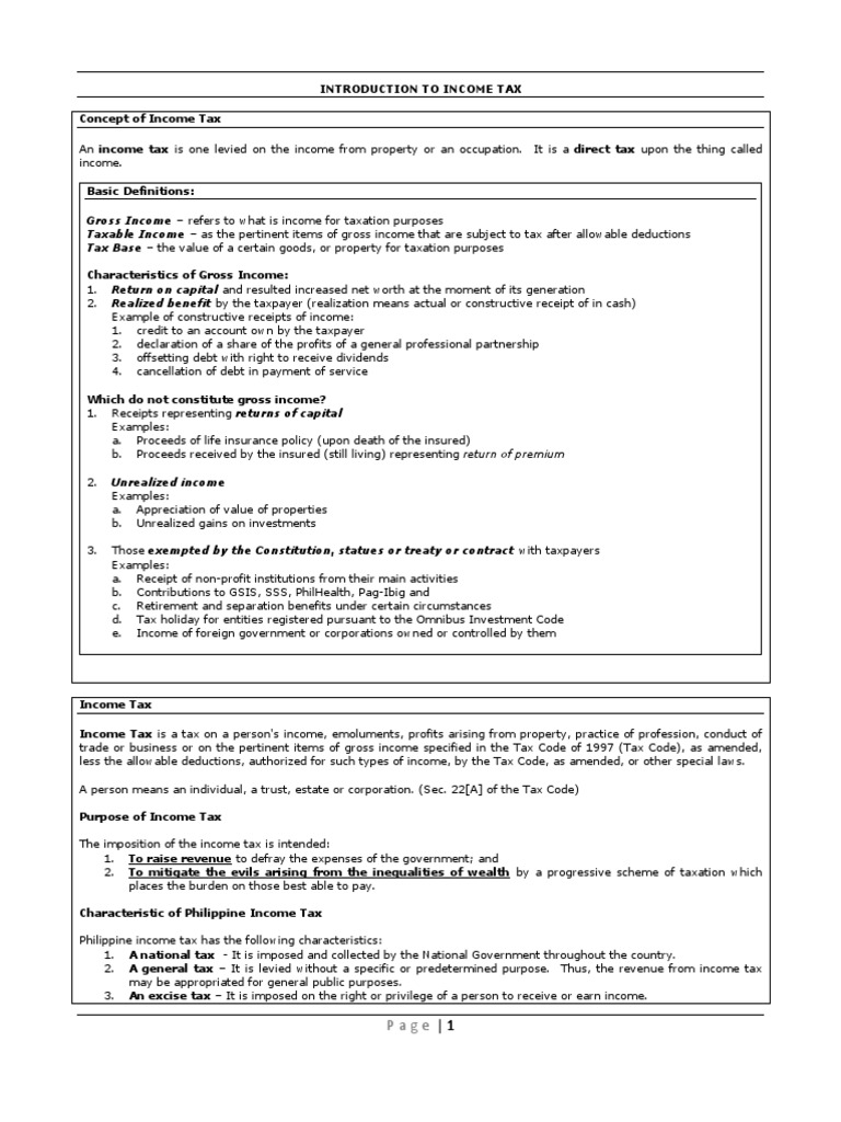 Introduction To Income Tax Integ REVISED 2022 1 | PDF | Taxes | Gross ...