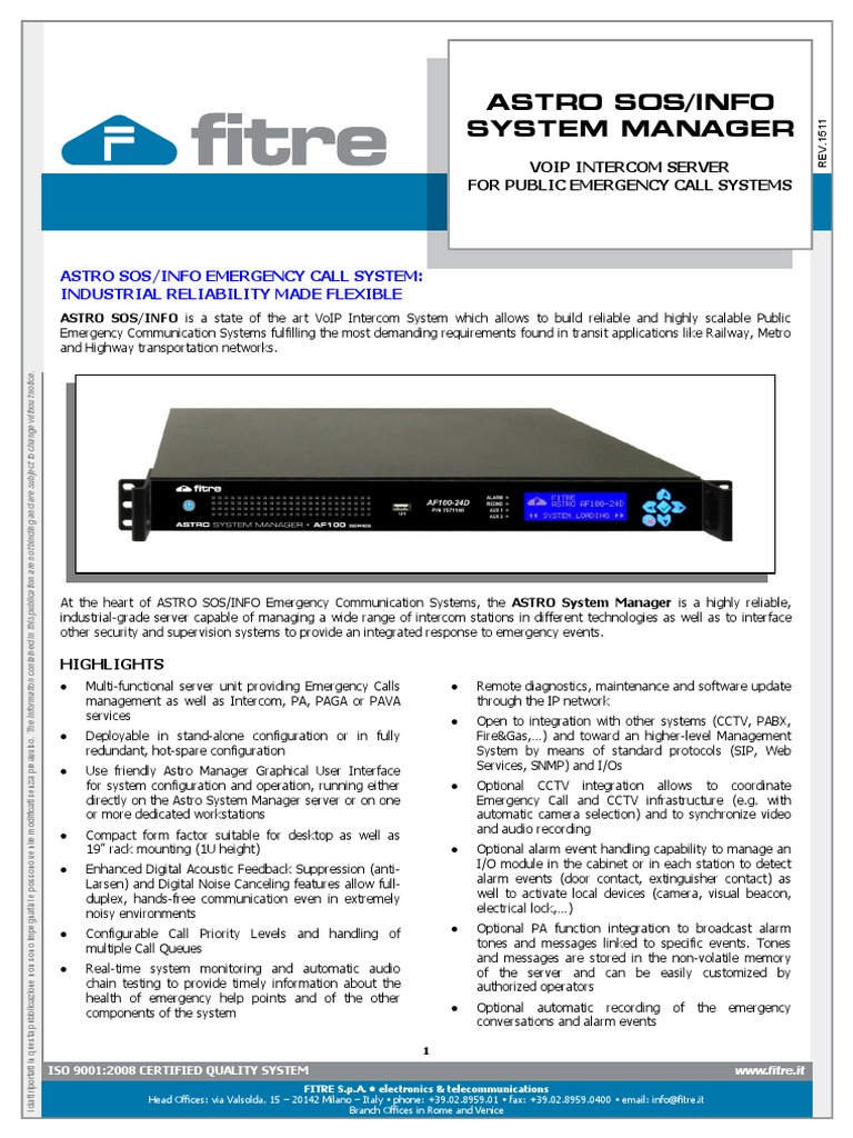 Astro Sos/Info System Manager: Voip Intercom Server For Public ...