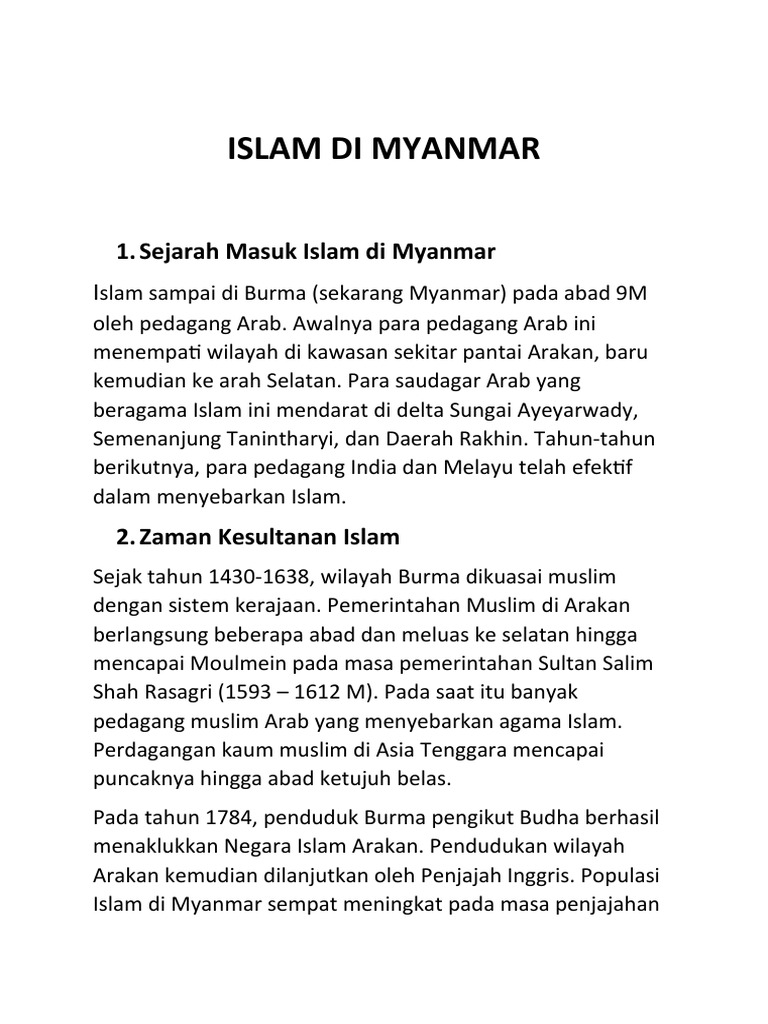 Sejarah Islam di Myanmar dan Perkembangannya | PDF