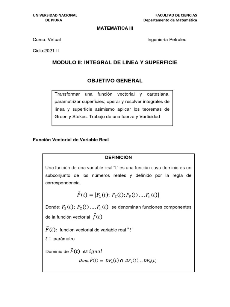 Modulo II-Integral de Linea y Superficie | PDF | Integral | Vector Euclidiano